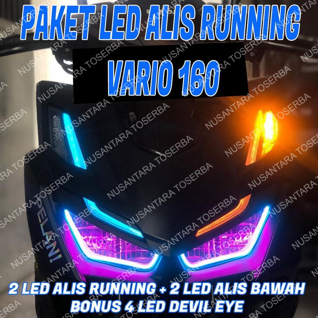 Jual PAKET LAMPU ALIS RUNNING VARIO 160 BONUS DEVIL EYE LAMPU ALIS DRL ...
