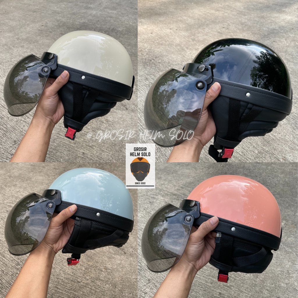 Jual helm chips bogo retro vespa polos dewasa SNI | Shopee Indonesia