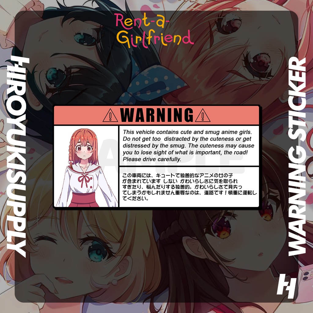 Jual Sticker Anime Kanojo Okarishimasu Warning JDM Sticker Anime Rent A ...