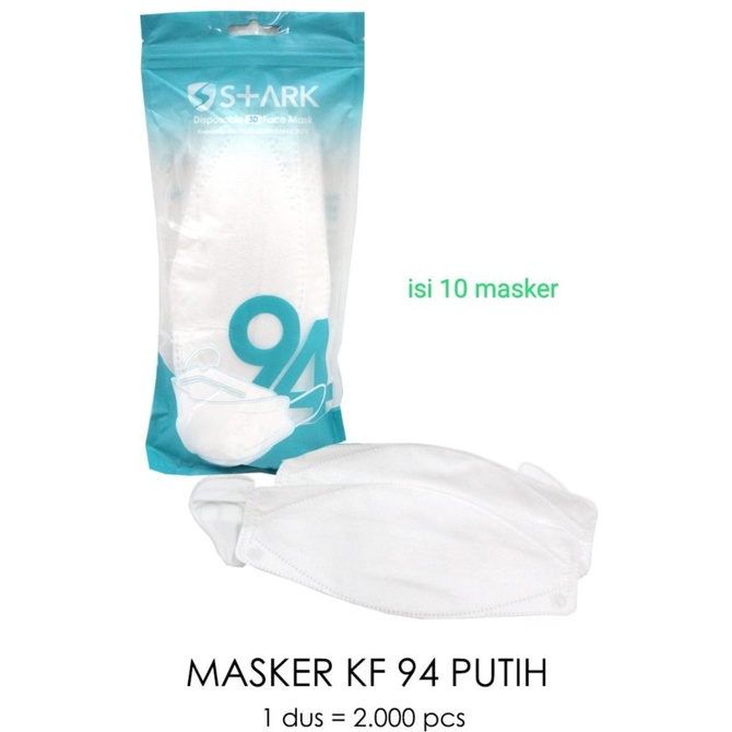 Jual masker kf 94 stark korea korean style isi 10 bh putih atau hitam ...