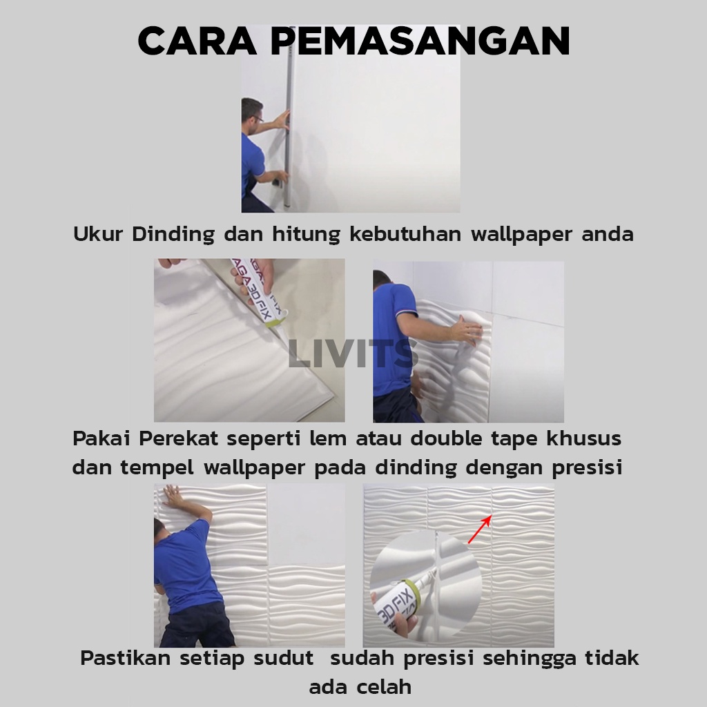 Jual 3D PVC Wall panel Dinding 50x50 cm & 30x30CM Wallpaper | Dekor ...