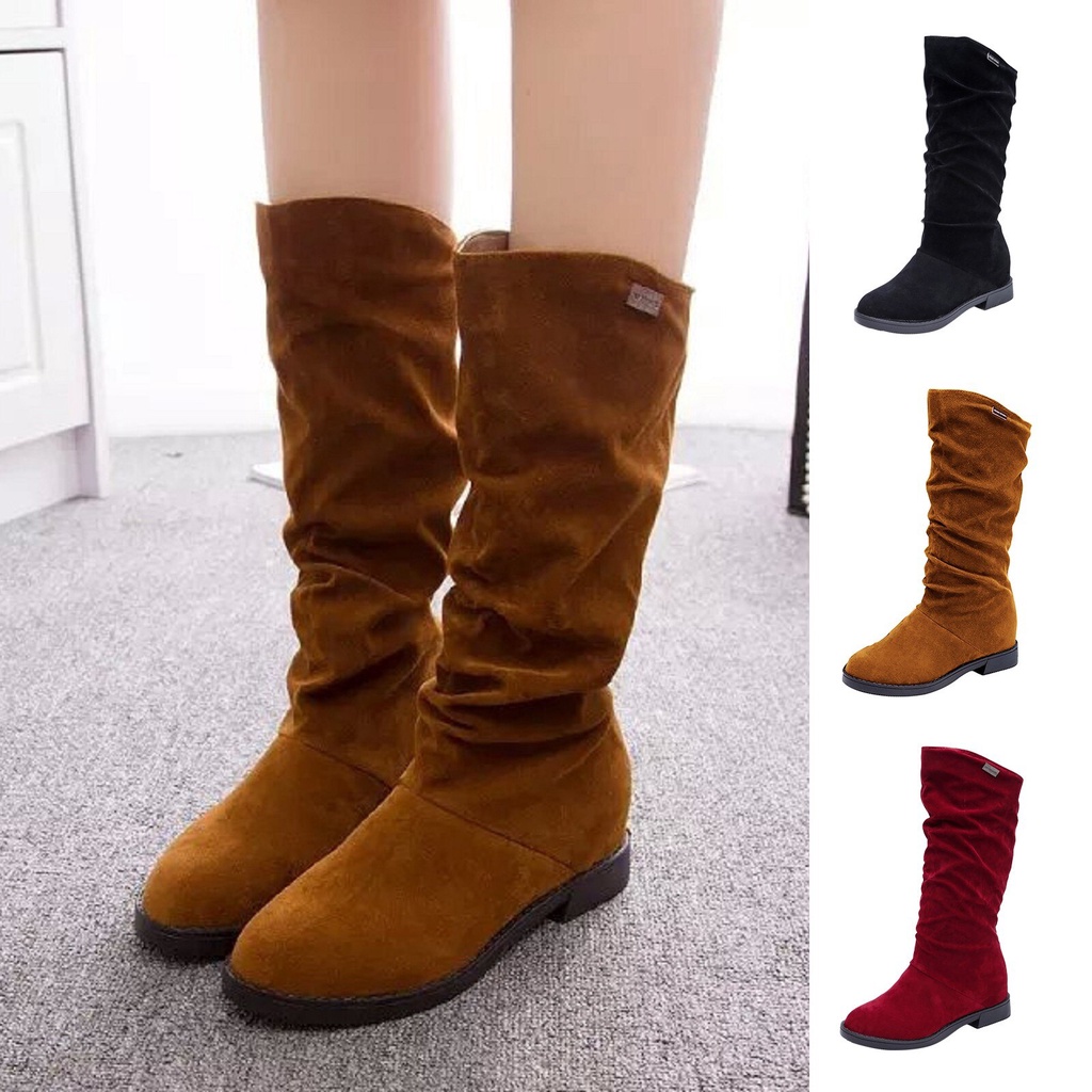 Jual Sepatu boots sebetis musim dingin Winter knee boots calf boots ...