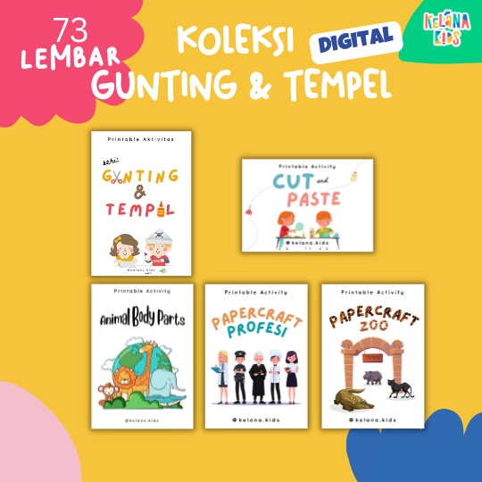 Jual Printable Worksheet Aktivitas Menggunting & Menempel 66 Lembar ...