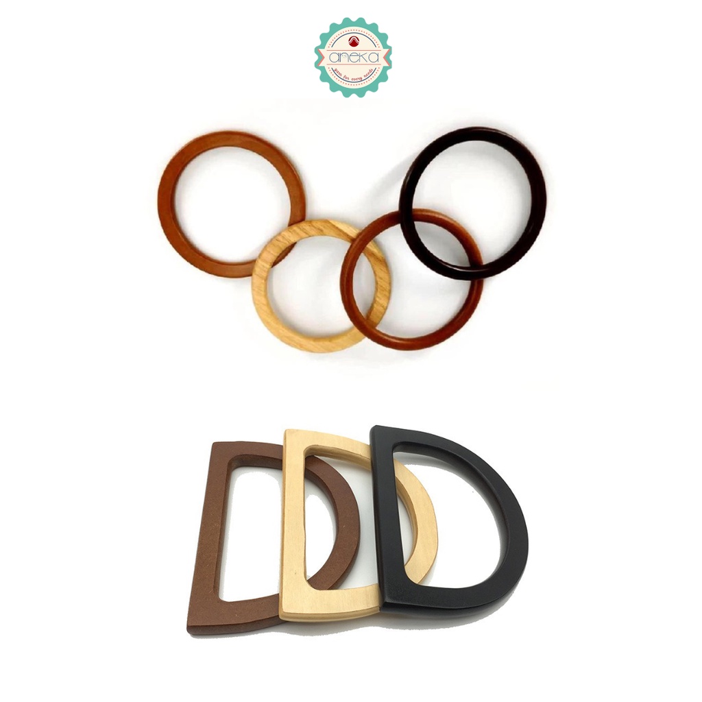 Jual ANEKA - [2PCS] Gagang Tas Handle Kayu Ring D / Bulat / Oval ...