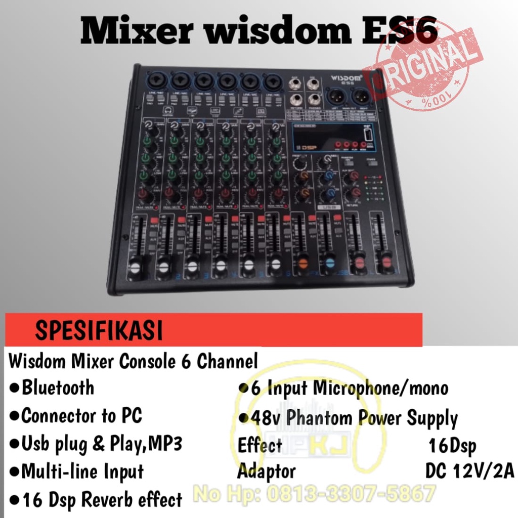 Jual MIXER AUDIO WISDOM ES-6 6ch mixer wisdom es 6 channel | Shopee ...