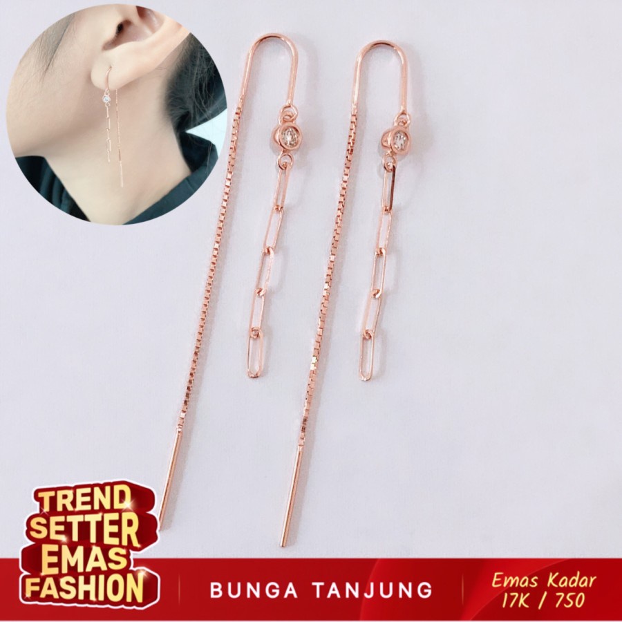 Jual ANTING TLUSUP RANTAI - EMAS 17K - BUNGA TANJUNG GOLD | Shopee ...