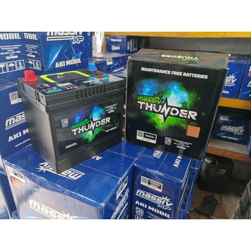 Jual Aki mobil kering massiv thunder 55d23l 12v 60ah toyota innova,toyota camry, fortuner ...