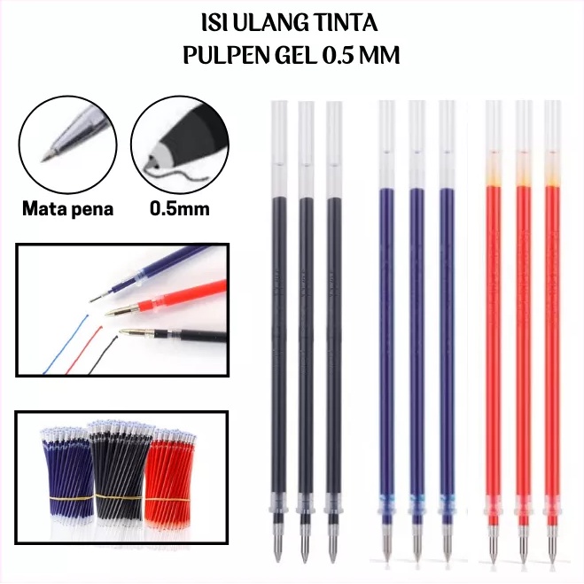 Jual Isi Ulang Tinta Pulpen / Bulpoint 0.5mm / Refill Gel Ink 0.5 mm ...