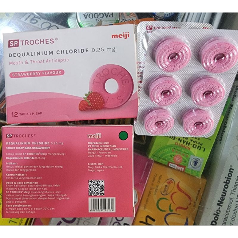 Jual sp troches 12 tablet hisap rasa stroberi mouth and throat ...