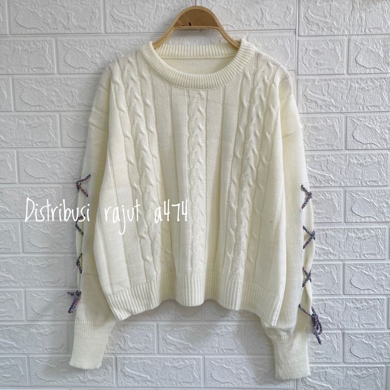 Jual MONAY VICTORIA SWEATER RAJUT CABLE STRAP KOREA | Shopee Indonesia
