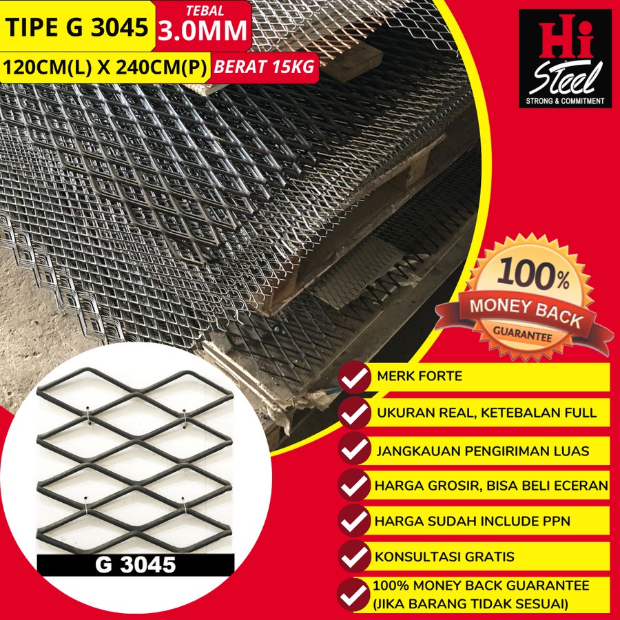 Jual Expanded Metal Besi Tipe G 3045 - 120cm x 240cm | Shopee Indonesia