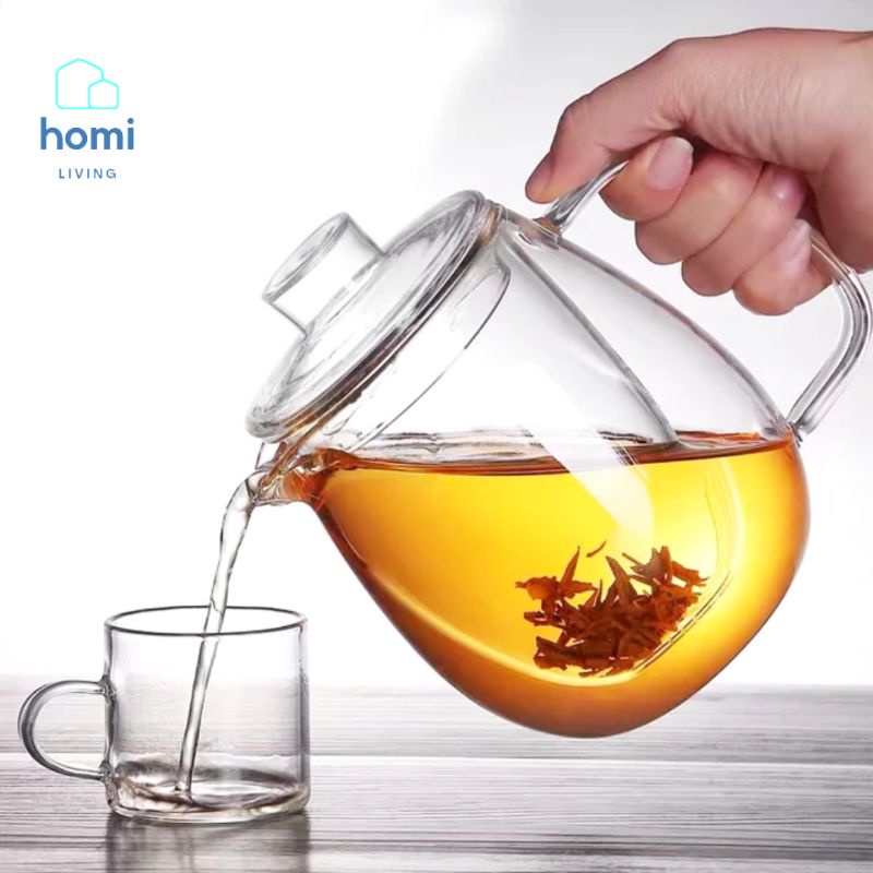 Jual HOMI 1200 ML !! Teko Pitcher Teh Kopi Tutup Set Bening Kaca ...