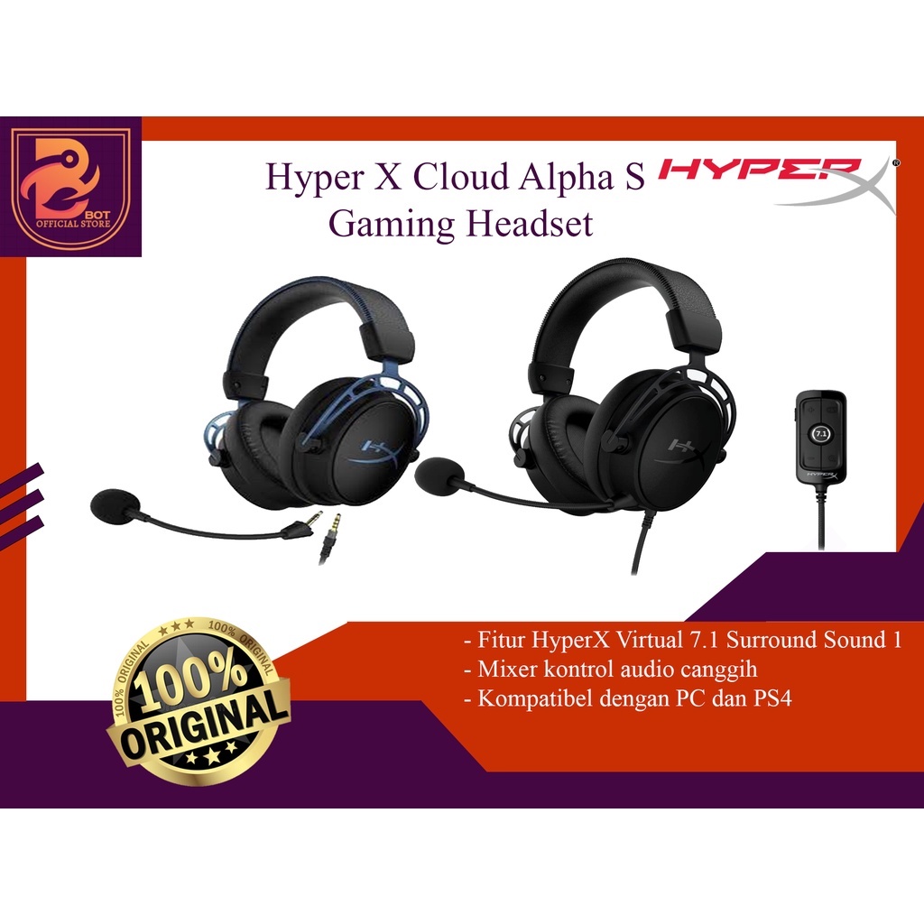 Jual Hyper X Cloud Alpha S / Alpha Gaming Headset / Hyper-X Original Black Red Blue Garansi ...