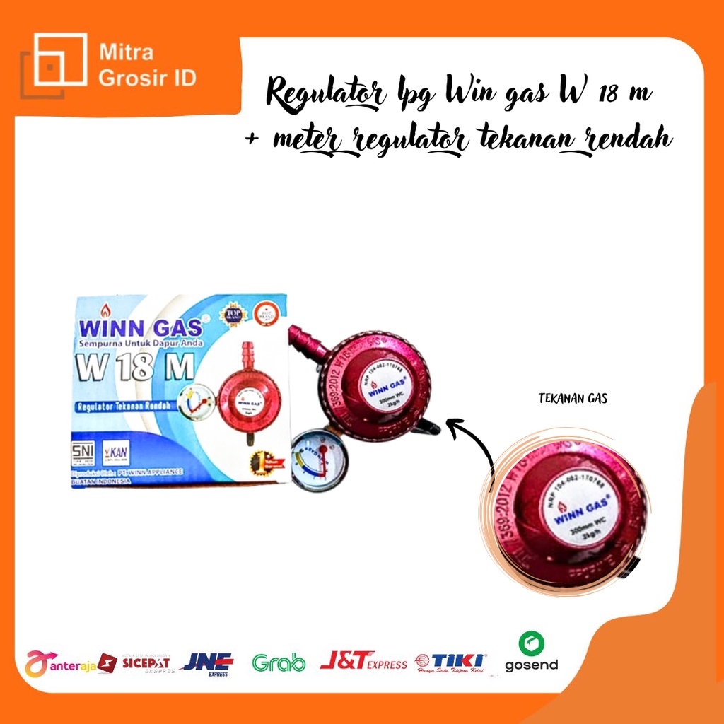 Jual Regulator LPG win gas W 18 M + meter regulator tekanan rendah ...
