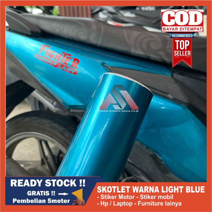 Jual Stiker Skotlet Motor Warna Biru Glossy Metalik Candy LIght Blue ...