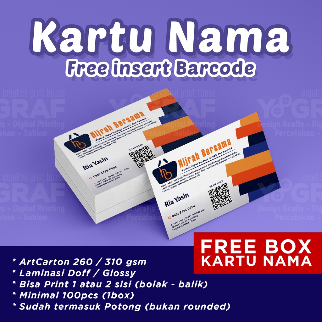 Jual Kartu Nama Custom // Free Barcode | Shopee Indonesia