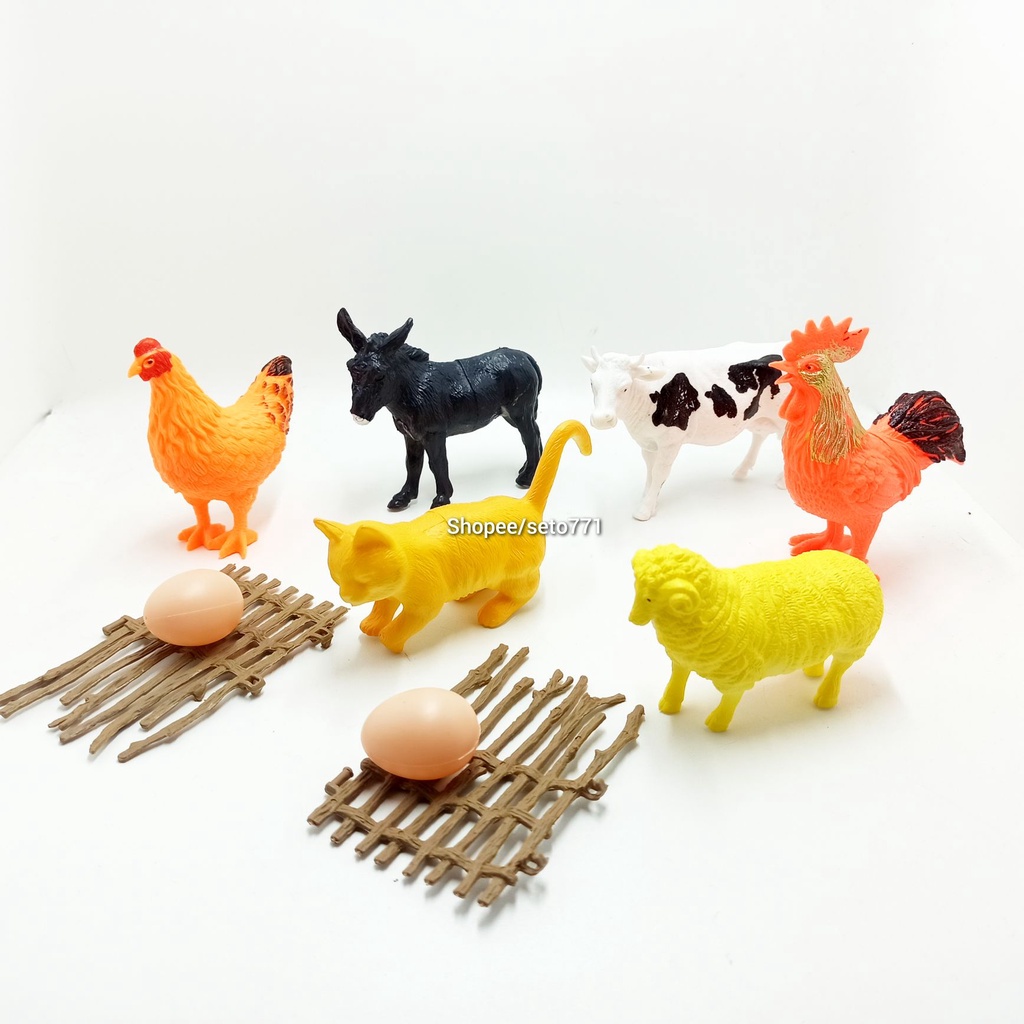 Jual No. 19808A Mainan Anak Farm Isi 6pcs Ayam Jago Domba Keledai Sapi ...