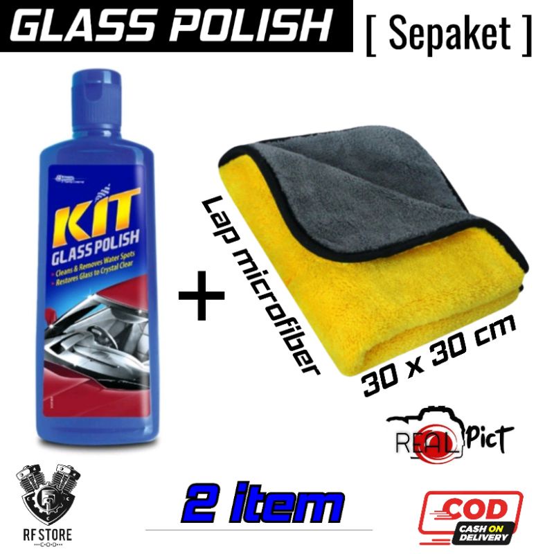 Jual Kit glass Polish compound 170 ml + Kain lap microfiber 30 x 30 cm ...
