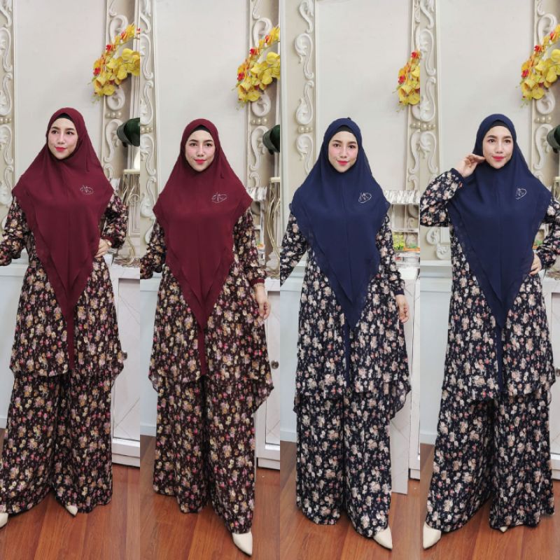 Jual HUMAIRA ONE SET KULOT BUNGA Syar'i Series Set Original Brand by ...