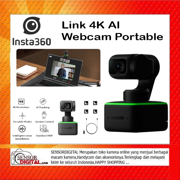 Jual Insta 360 - Link 4K AI Webcam Portable PTZ UHD Original | Shopee Indonesia