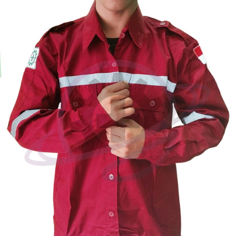 Jual wearpack safety MERAH MAROON katelpak safety proyek seragam kerja ...
