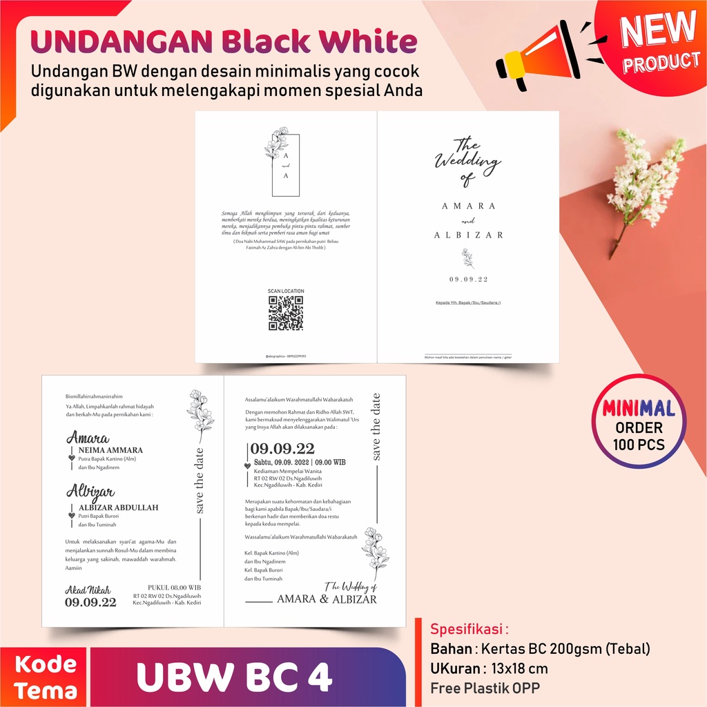 Jual [UBW BC] CETAK UNDANGAN MURAH UNDANGAN VINTAGE MINIMALIS UNDANGAN ...