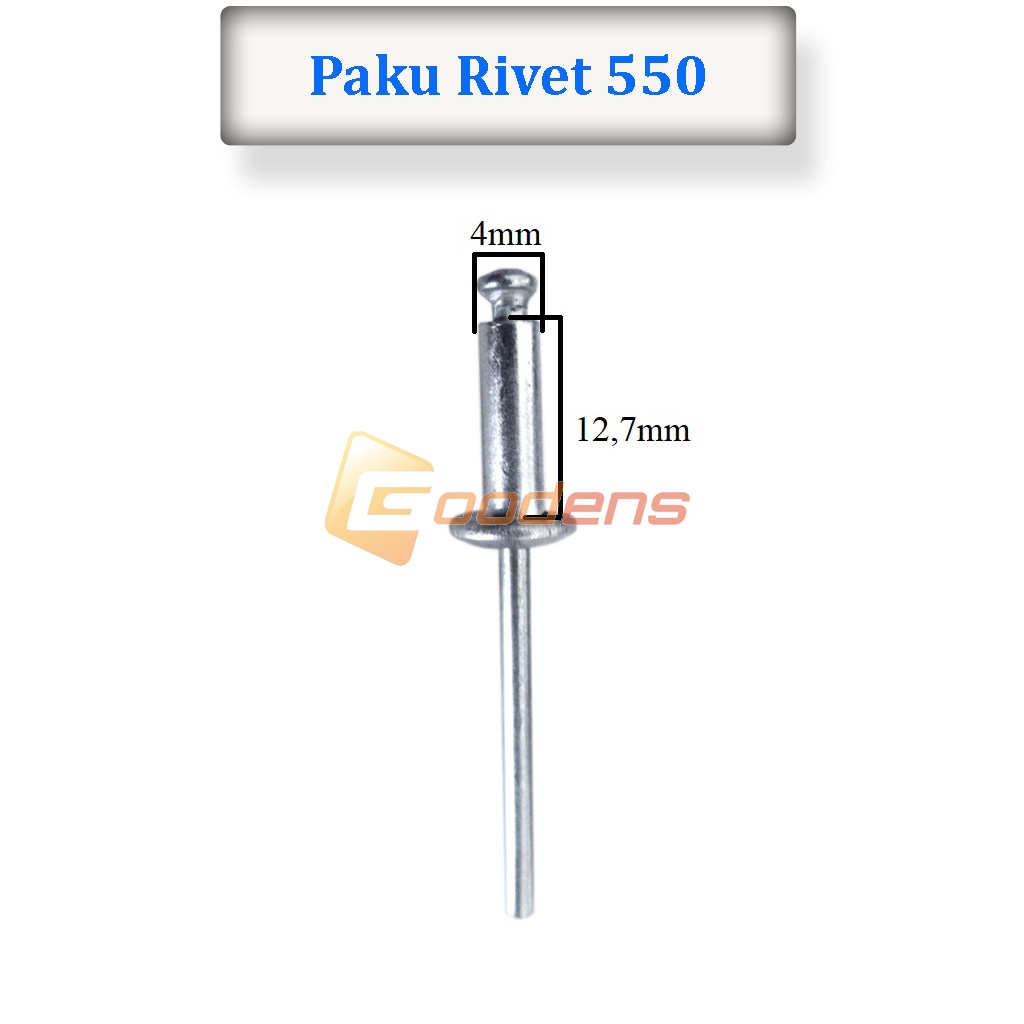 Jual Paku Rivet Paku Keling Type 550 4mmx12,7mm | Shopee Indonesia