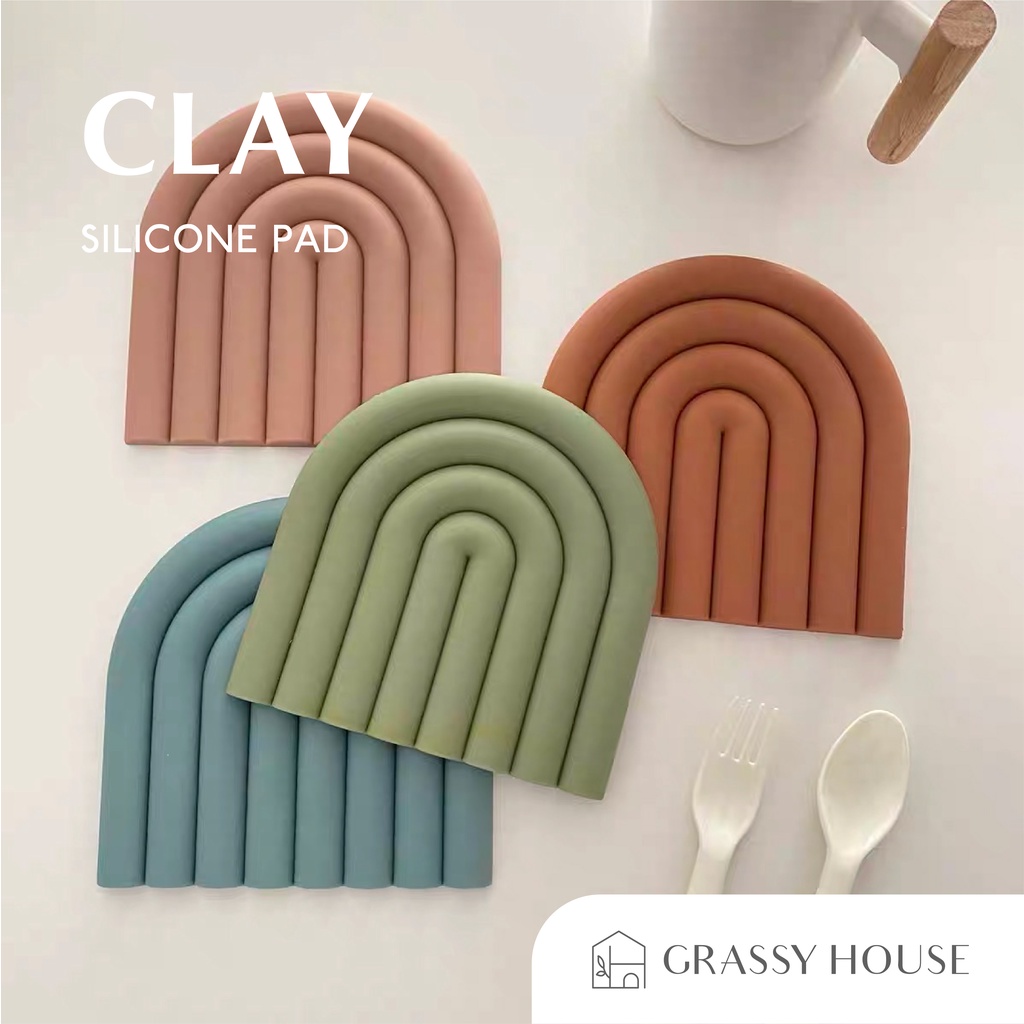 Jual [GRASSY] CLAY Tatakan Alas Piring, Gelas, Panci Silikon Aesthetic ...