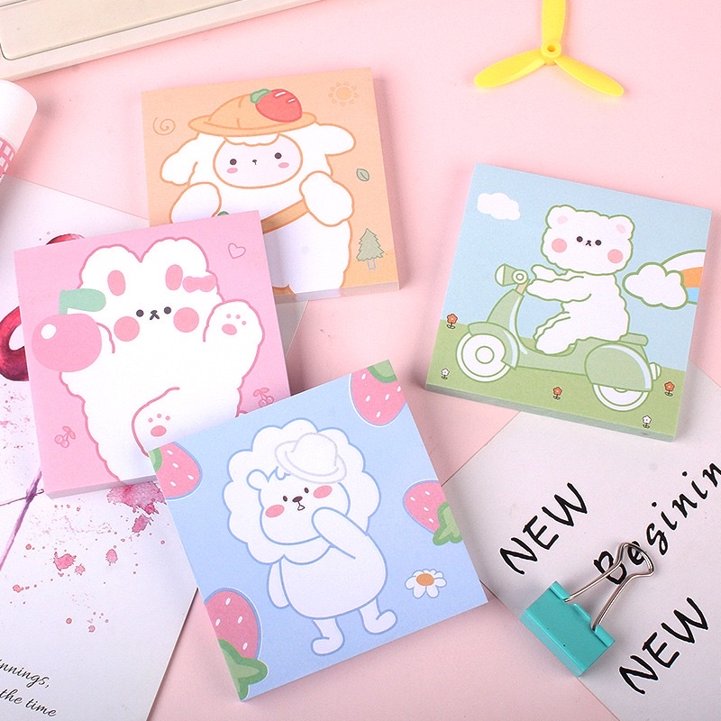 Jual (80 lembar) Sticky Notes Memopad Desain karakter Esthetic Cute ...