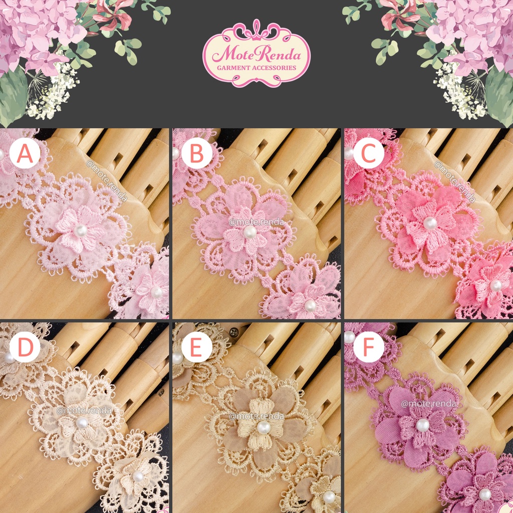 Jual Renda bunga, lebar 5cm (harga per 50cm) kode 5ACR5001 | Shopee ...