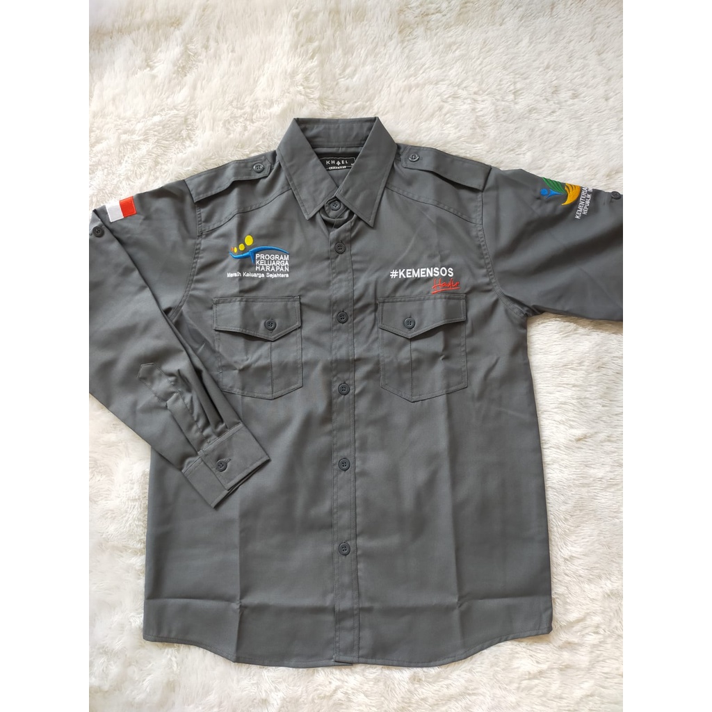 Jual Kemeja KEMENSOS HADIR logo std | Shopee Indonesia