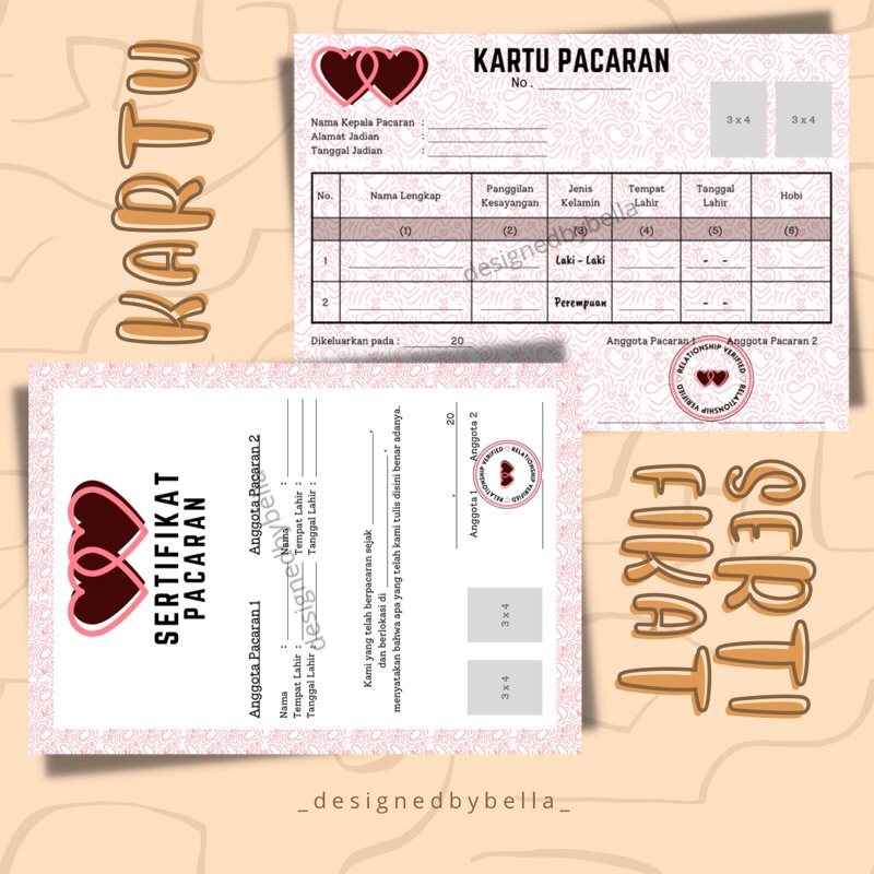 Jual [BLANK] Kartu Pacaran | Sertifikat Pacaran | Shopee Indonesia