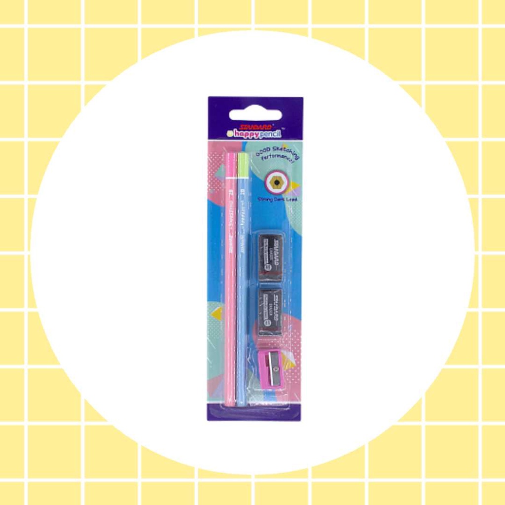 Jual Standard Blister Happy Pencil 2B / Set ( Rautan / Peruncing ...