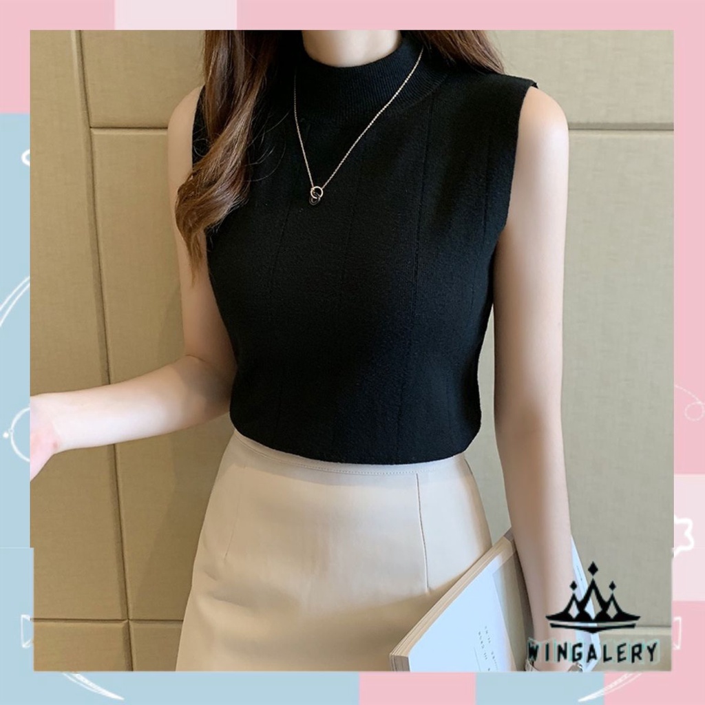 Jual WINGALERY Turtleneck Wanita Tanktop Rajut Tengtop Impor Tank Top ...