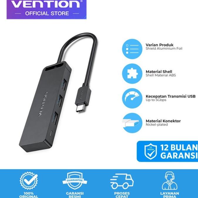 Jual Vention USB Hub Type C 3.2 with Micro Power for Android Windows ...