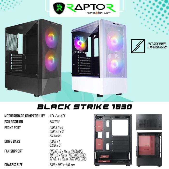 Jual Casing Casing Raptor Black Strike 1630 Free 2 Fan Rgb Atx | Shopee ...
