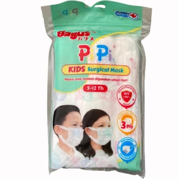 Jual Bagus Masker medis anak isi 10 pcs PiPi kids surgical mask 3 ply ...