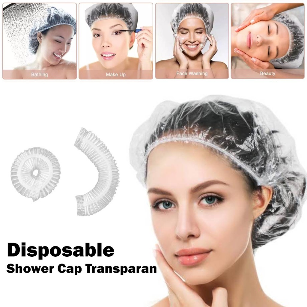 Jual shower cap polos travel plastik penutup kepala topi mandi keramas ...