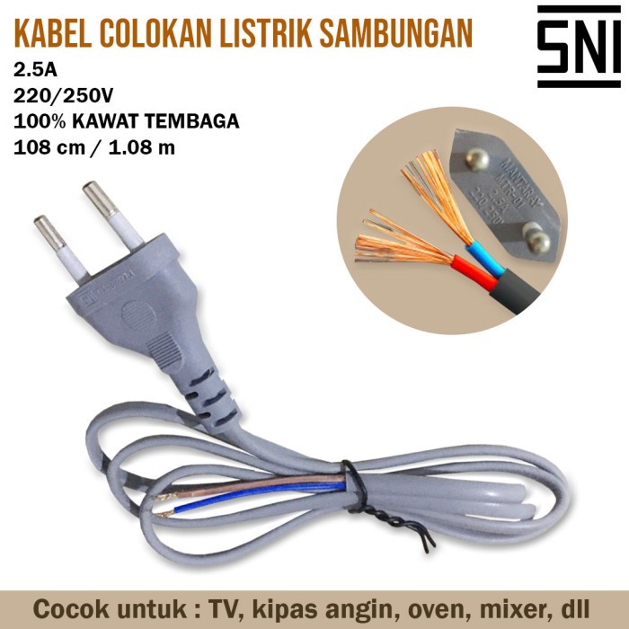 Jual Kabel Buntung Sambungan Colokan Listrik AC Cord 220 V | Shopee Indonesia
