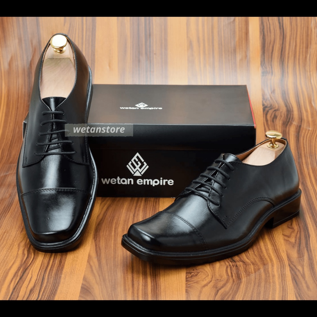 Jual Sepatu Pantofel Formal Kerja Pria Hitam Bertali Bahan KULIT Asli ...
