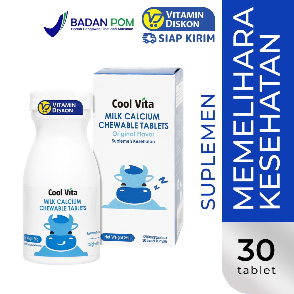Jual COOL VITA MILK CALCIUM CHEWABLE ORIGINAL FLAVOR ISI 30 TABLET ...