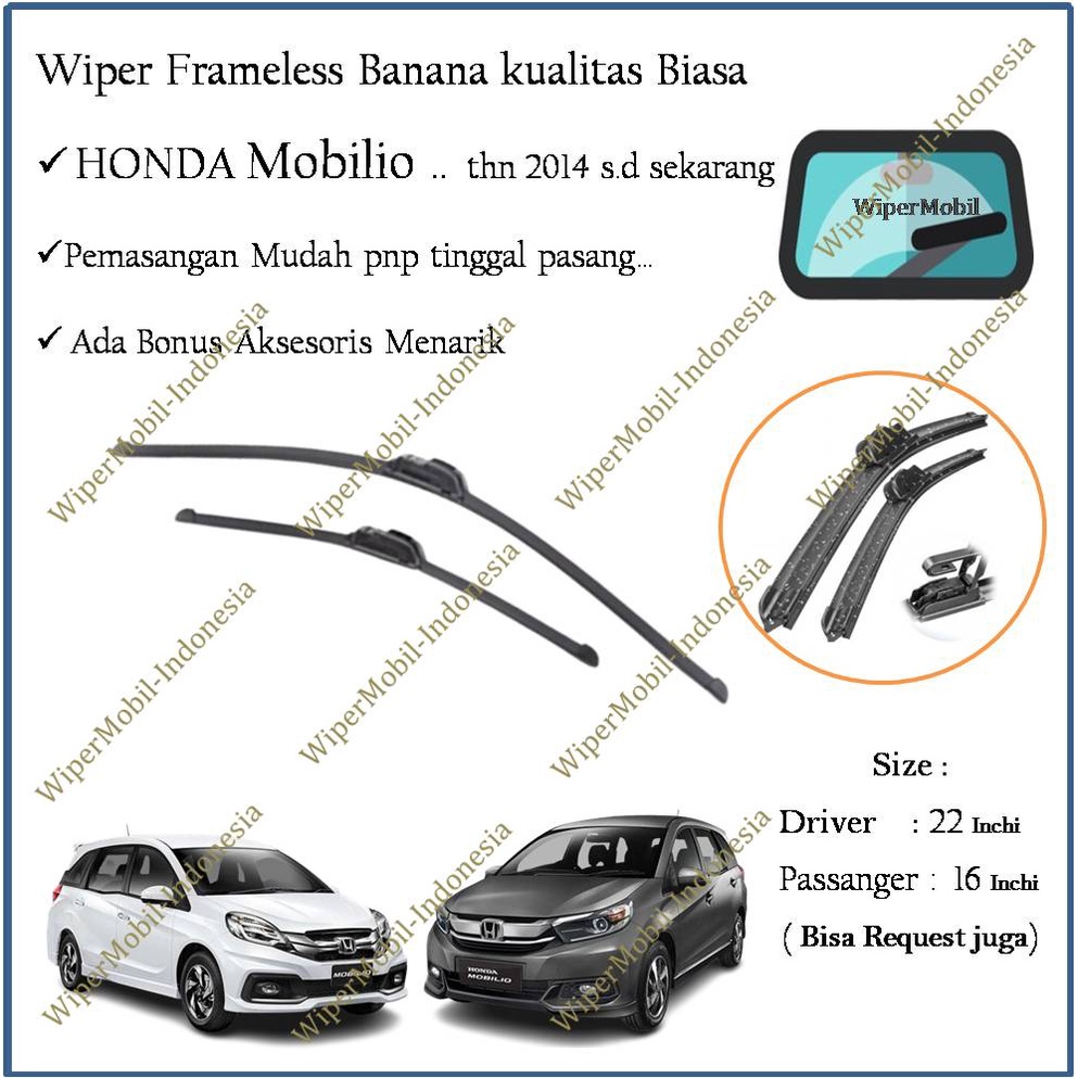 Jual Wiper Frameless Biasa Honda Mobilio 2014 2015 2016 2017 2018 2019 ...