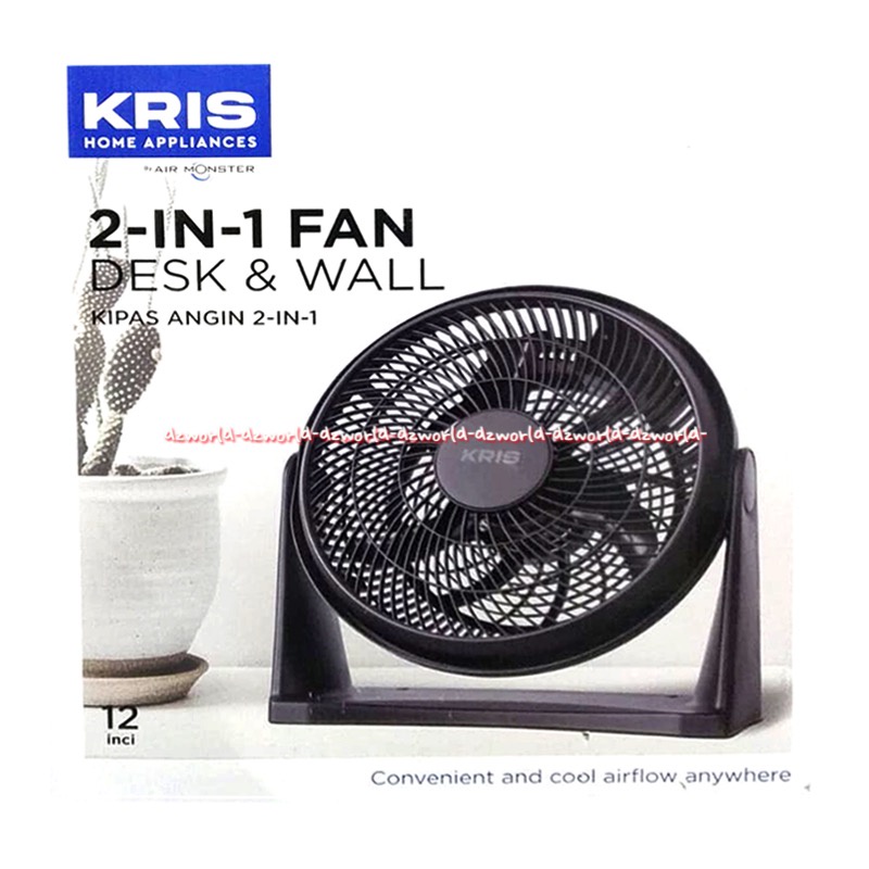 Jual Kris Air Monster Table Fan 12inch Kipas Angin Meja Hitam Black 2-in-1 Fan Desk & Wall Kris ...