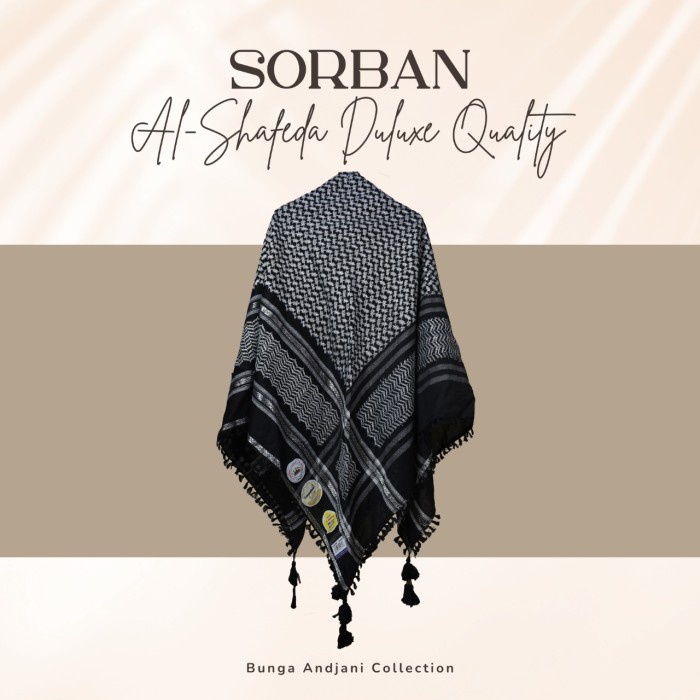 Jual Sorban Sorban al shafeda hitam motif sorban import berkualitas ...