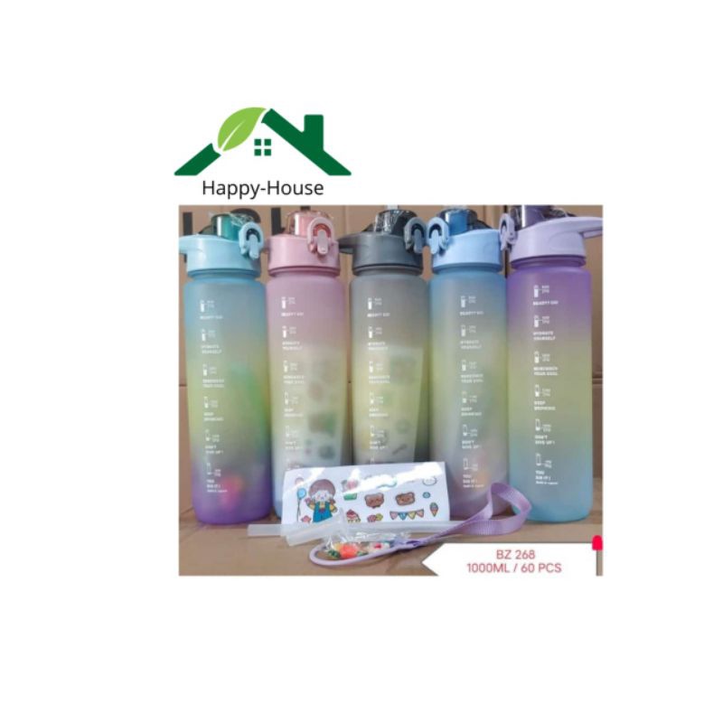 Jual Botol Flip rainbow 1000 Ml Gradasi Motivasi Free Sticker | Shopee ...