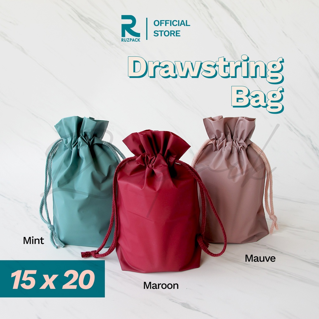 Jual [21 x 29CM] Premium Drawstring Pouch Bag Tas Serut Packaging Makeup | Shopee Indonesia