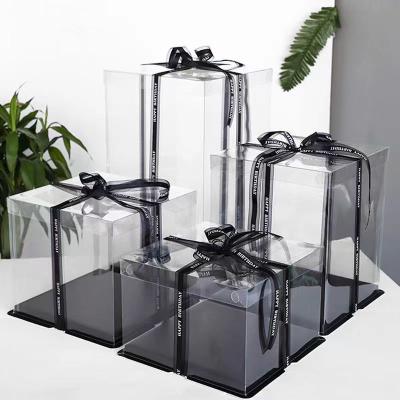 Jual 22x22cm gift box Kotak Kue Mika Transparan Tinggi dus Cake Box ...