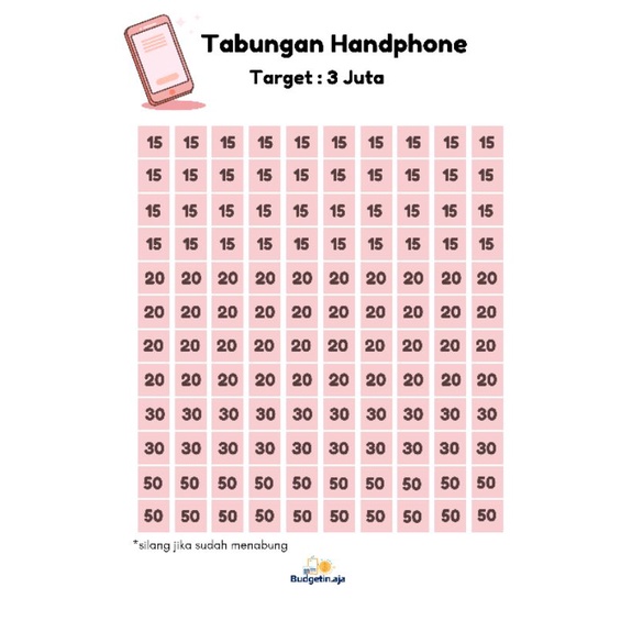 Jual KERTAS SAVING CHALLENGE A5 A6 TABUNGAN TARGET | Shopee Indonesia