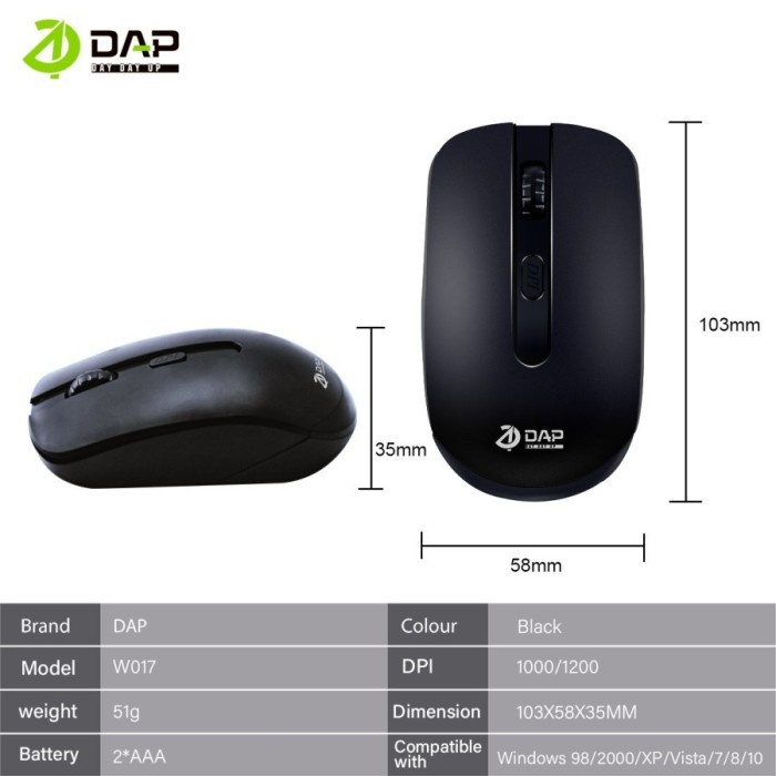 Jual Mouse Dap-W017 Wireless | Shopee Indonesia