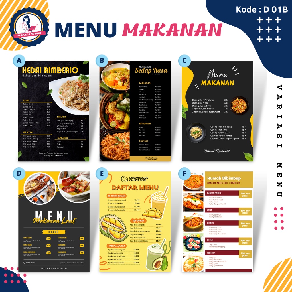 Jual Jasa pembuatan menu makanan / Cetak menu minuman promo daftar menu ...